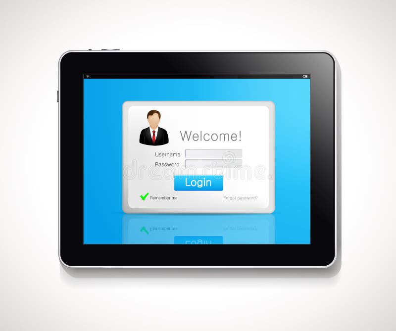 Tablet - login stock vector. Illustration of digital - 37506422