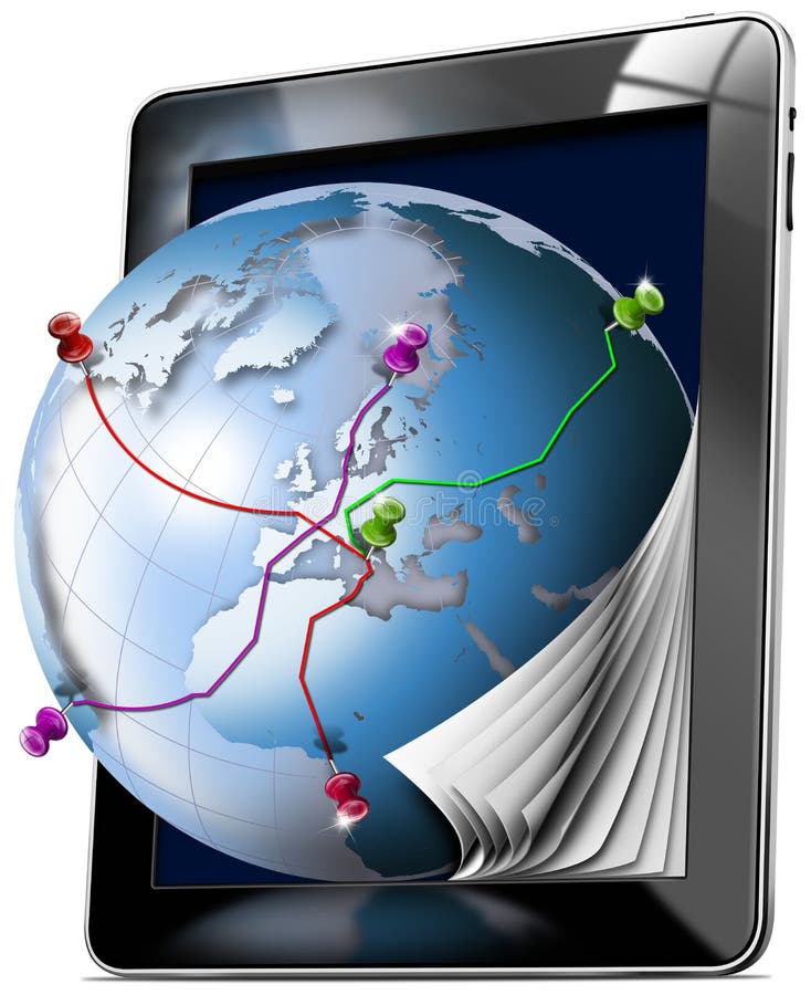 Tablet Map - Gps Navigation Concept Stock Illustration - Illustration ...