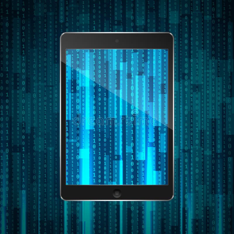 Tablet with Matrix Background Stock Vector - Illustration of matrix ...
