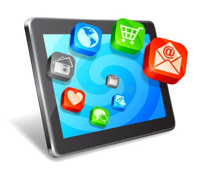 Two Hands Touch Screen of Tablet with Medical Icon Stock Vector ...