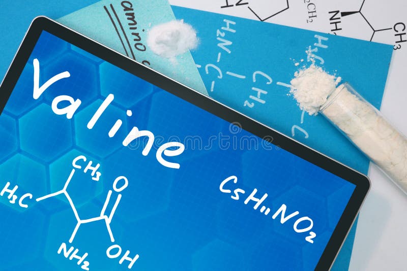 Tablet Met De Chemische Formule Van Valine Stock Foto - Image of ...
