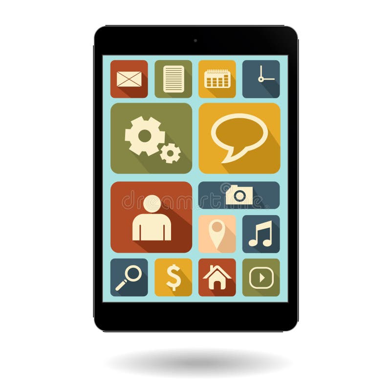 Tablet Met Uitstekend Pictogram Stock Illustratie - Illustration of ...