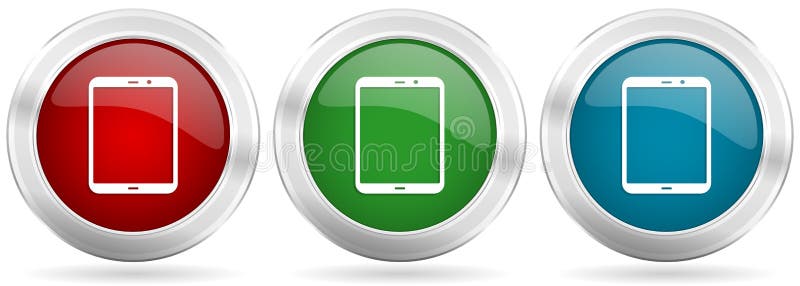 Tablet, Mobile, Phone, Smartphone Vector Icon Set. Red, Blue and Green ...