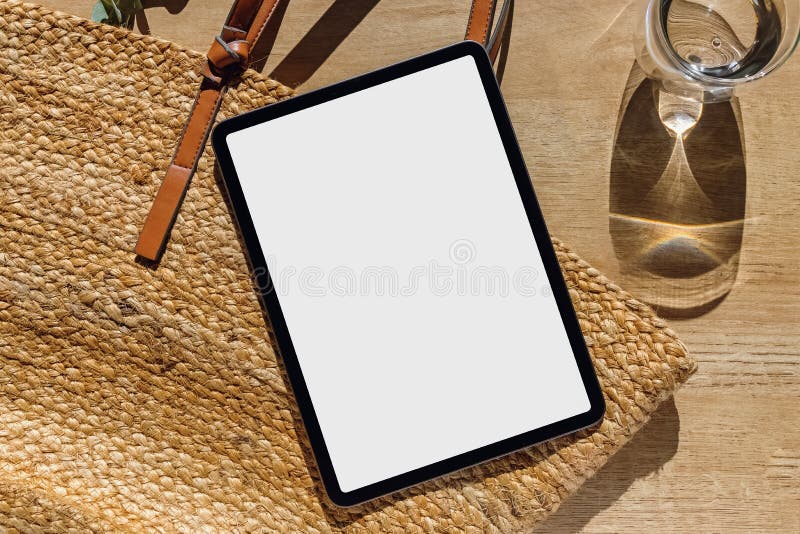 Tablet Mock-up Top View, Natural Sunlight Stock Image - Image of place ...