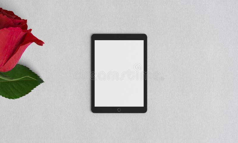 Tablet Mock Up on Rose and White Paper Texture Stock Image - Image of ...