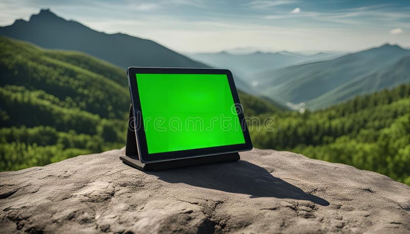 Tablet on a Mountain Peak stock illustration. Illustration of range ...