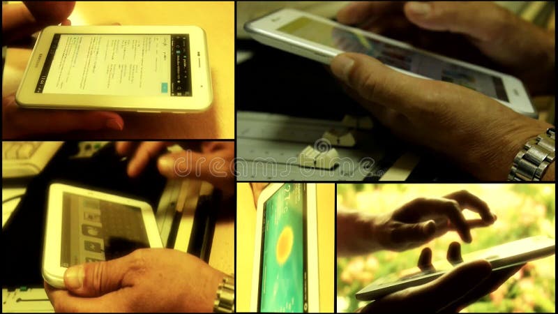 Tablet multi split screen stock video. Video of review - 38367388