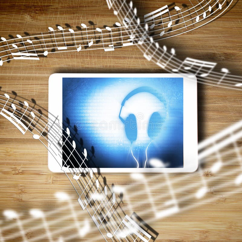Tablet Music Concept with Screen Stock Image - Image of computer ...