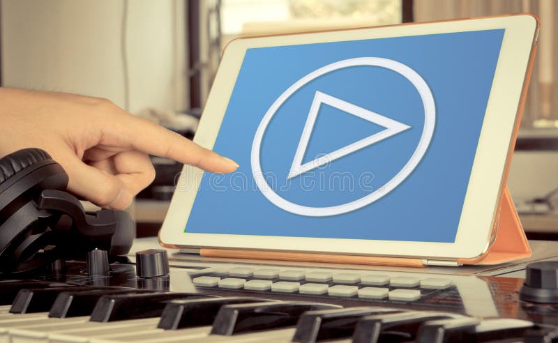 Tablet Music Producer Touching Application Stock Image - Image of ...