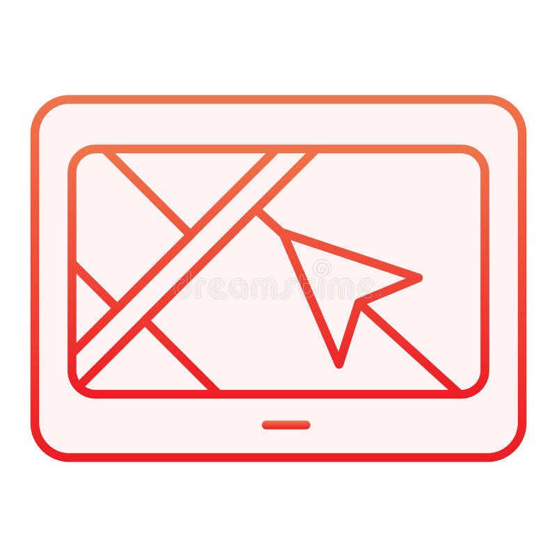 Tablet with Navigator Flat Icon. Gps App Red Icons in Trendy Flat Style ...