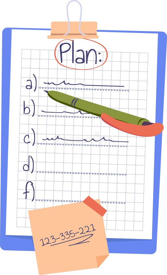 Tablet with Notebook Plan Sheet Stock Vector - Illustration of list ...