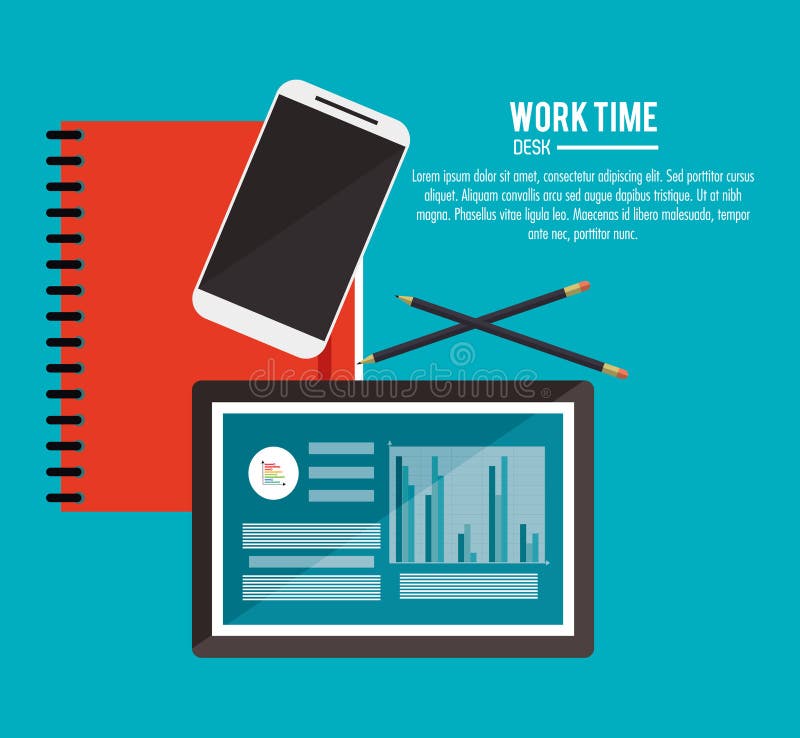 Tablet Office Work Time Supply Icon, Vector Stock Vector - Illustration ...