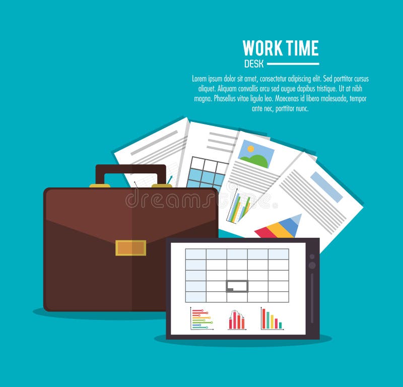 Tablet Office Work Time Supply Icon, Vector Stock Vector - Illustration ...