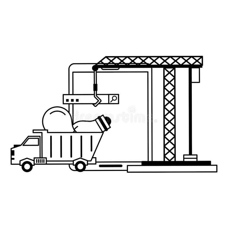 Tablet Operative System Under Construction in Black and White Stock ...