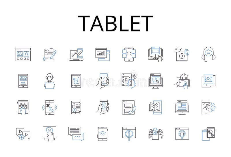 Tablet Line Icons Collection. Gadget, Wireless, Device, Smartph ...