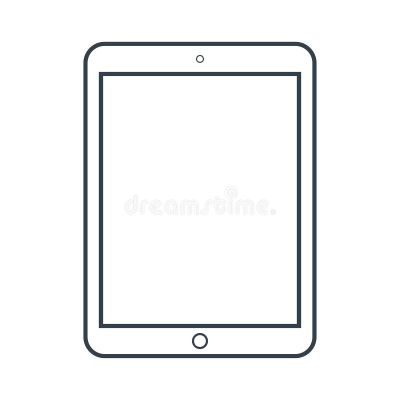 Tablet Outline with Metal Gradient Vector Eps10. White Tablet Computer ...