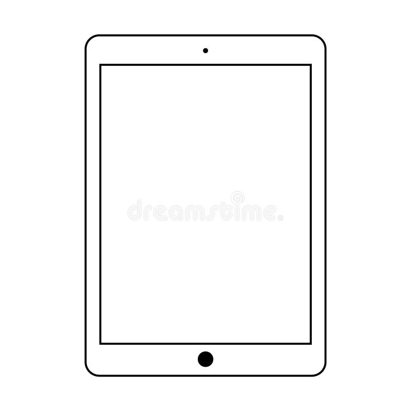 Tablet Outline Vector with Black Button. Tablet Computer Outline Icon ... Tablet Outline Vector with Black Button. Tablet Computer Outline Icon ...
