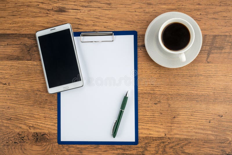 Tablet, Paper and Pen with a Cup of Coffee Stock Photo - Image of ...