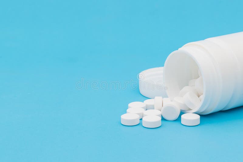 Paracetamol in Blue and White Plain Compress Tablets Stock Photo ...