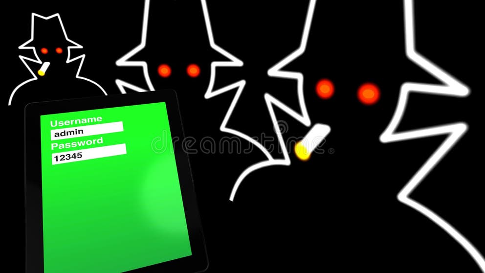 Tablet with Password Entry Being Hacked Stock Illustration ...