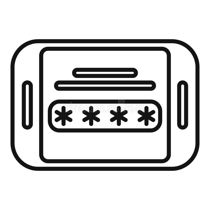 Tablet Password Icon Outline Vector Data Cipher Stock Illustration 8273