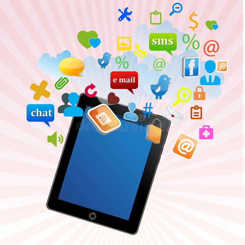 Vector Tablet Computer with Colorful Application I Stock Illustration ...