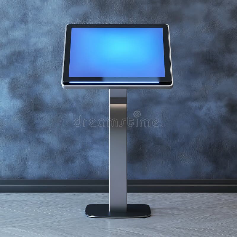 Tablet PC with Blue Screen on the Wall. Vector Illustration Stock ...