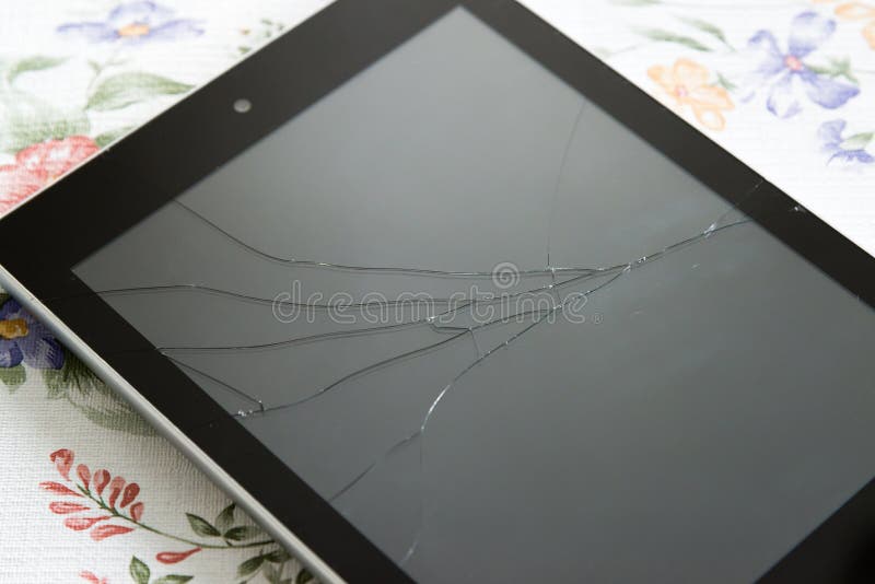 Tablet PC with a Broken Screen Stock Photo - Image of media ...