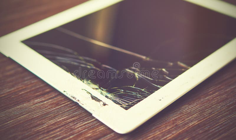 Tablet PC is broken stock photo. Image of information - 48800302