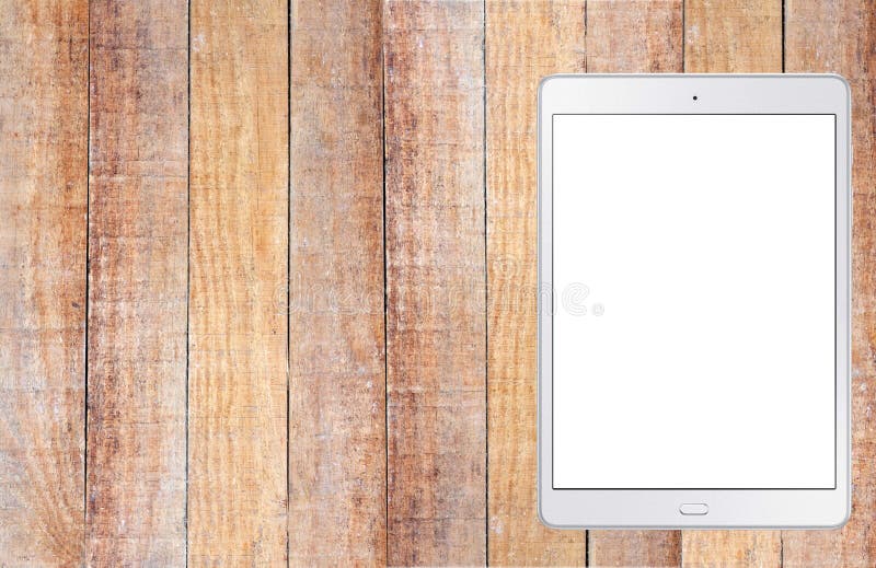 Tablet PC on Brown Old Wood Plank Texture Stock Image - Image of plank ...