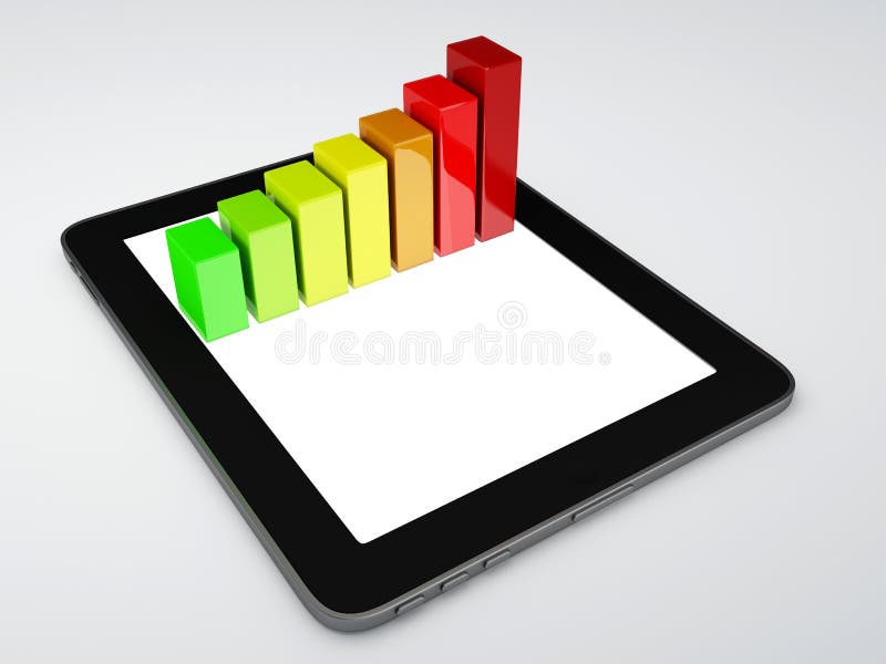 Tablet Pc and Business Graph on the Screen Stock Illustration ...