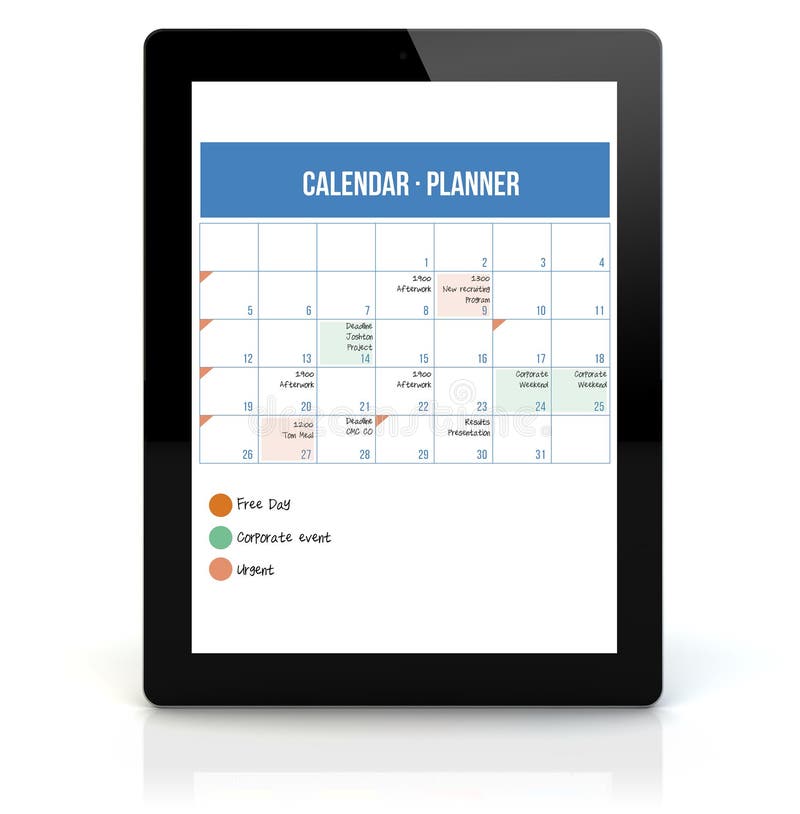Tablet pc calendar stock photo. Image of activity, agenda - 105066144