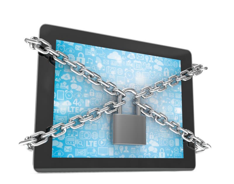 Tablet Pc Chains Lock Isolated White Stock Photos - Free & Royalty-Free ...