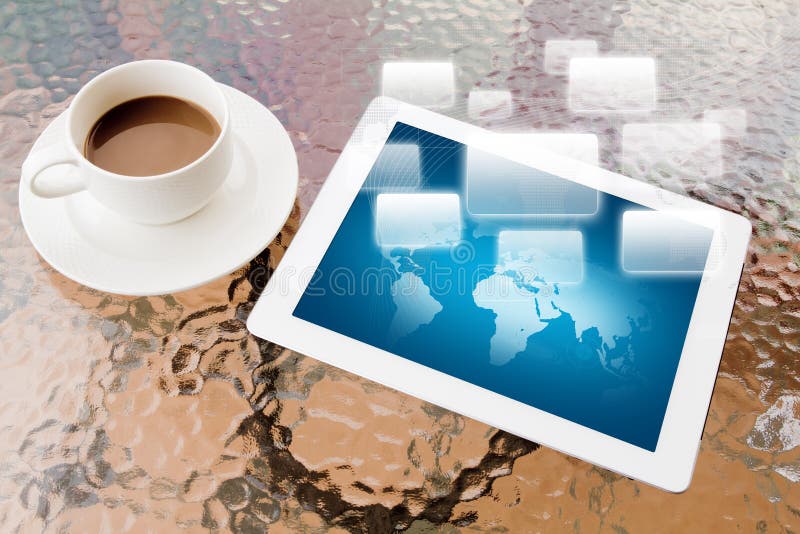 Tablet PC and coffee stock photo. Image of empty, advertising - 23725178