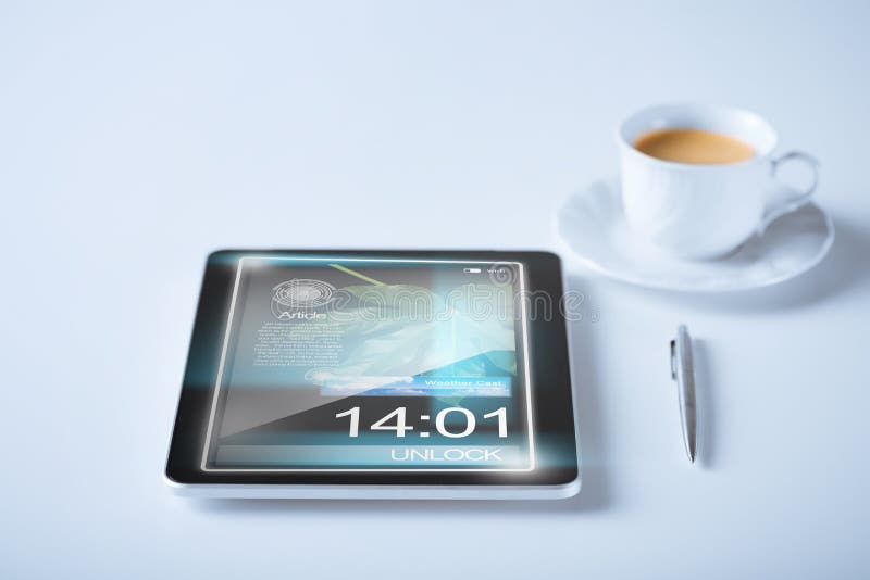 Tablet Pc and Cup of Coffee Stock Photo - Image of future, information ...