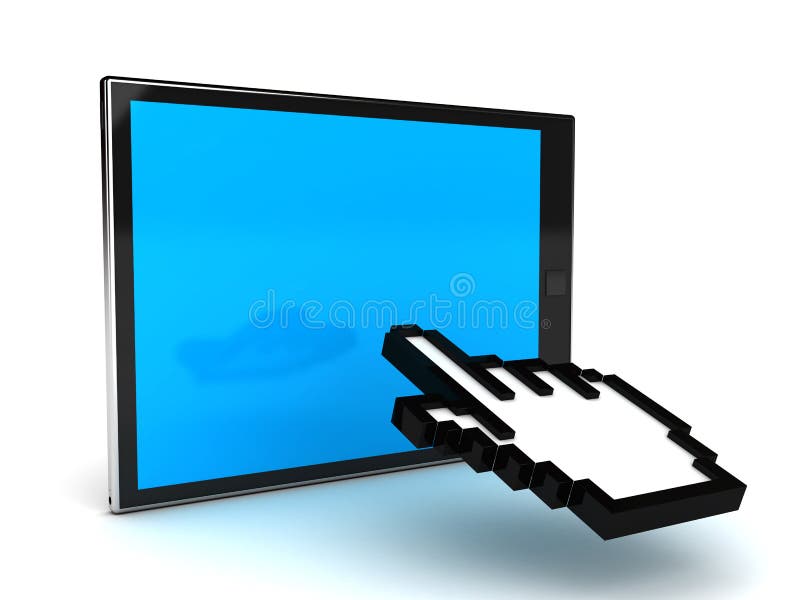 Tablet PC and cursor stock illustration. Illustration of monitor - 17789626