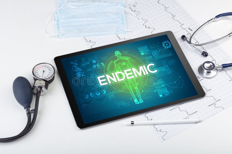 Tablet pc and doctor tools stock photo. Image of infect - 217712882