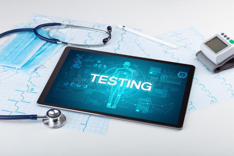 Tablet pc and doctor tools stock image. Image of testing - 273702349