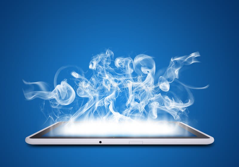 Tablet Pc Emits Colored Smoke Stock Photo - Image of close, empty: 40756496
