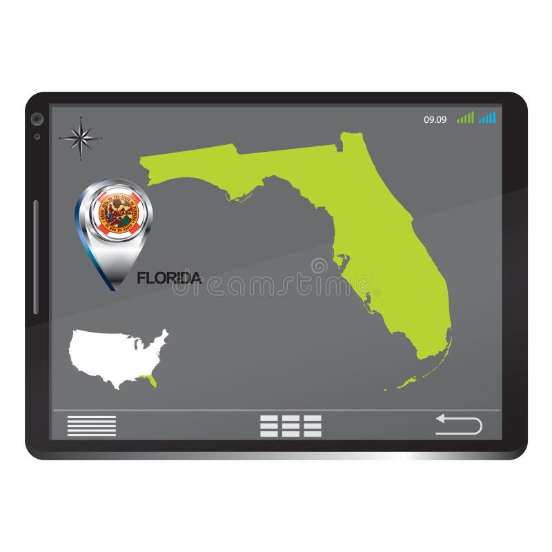 Tablet Pc with Florida Map. Vector Illustration Decorative Design Stock ...