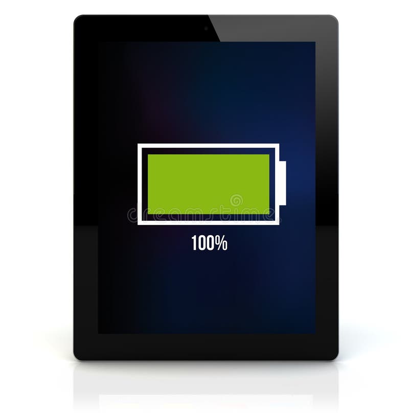 Tablet pc full battery stock illustration. Illustration of concept ...