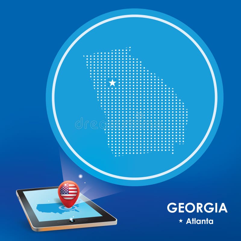Tablet Pc with Georgia Map Projection. Vector Illustration Decorative ...