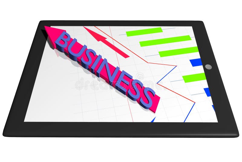 Tablet PC with Graph Diagram and Business Arrow Indicator Stock ...