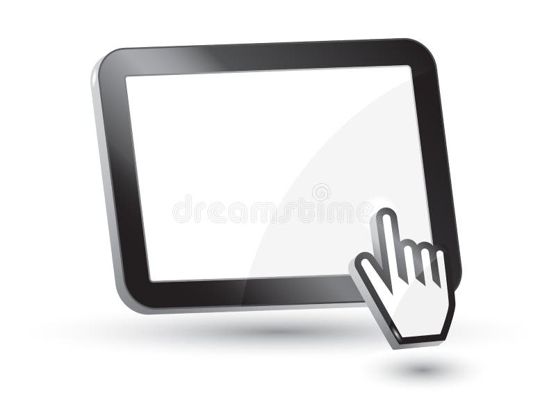 Realistic Computer Tablet with Hand and Finger Poi Stock Vector ...