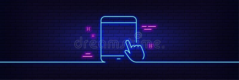 Tablet PC Icon. Mobile Device Sign. Neon Light Glow Effect. Vector ...