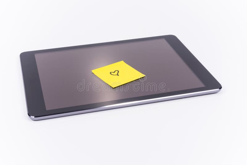 Tablet PC, Ipad, Post-it Note Heart, Love Stock Image - Image of ...