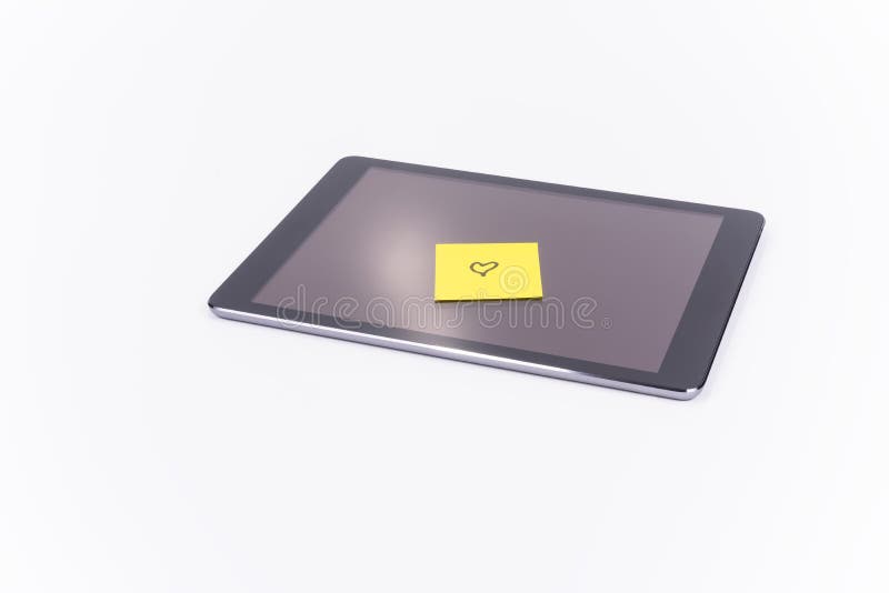 Tablet PC, Ipad, Post-it Note Heart, Love Stock Image - Image of indoor ...