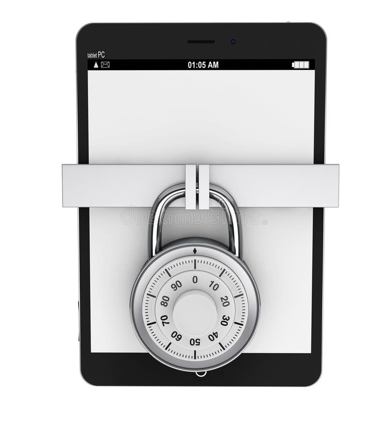 Tablet Pc Security. Chain with Lock on Computer Stock Illustration ...