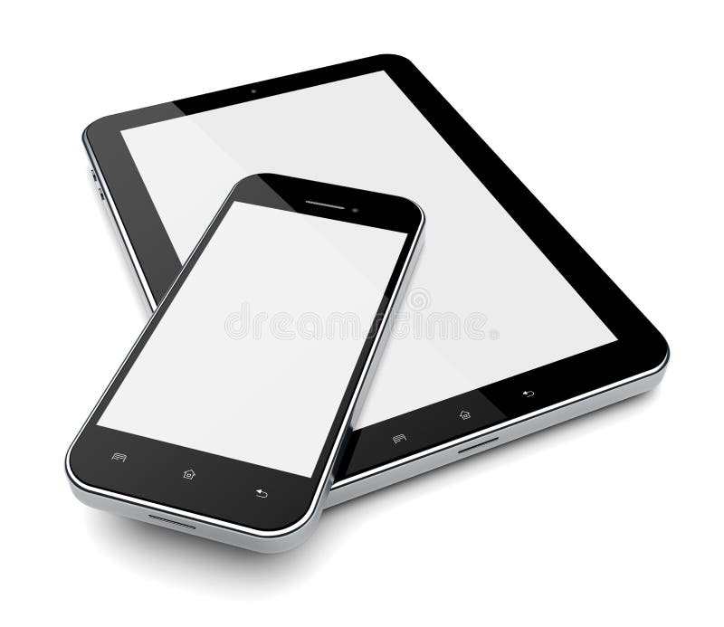 Tablet PC with Mobile Phone Stock Illustration - Illustration of ...