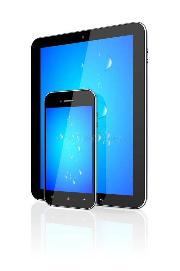 Tablet PC with Mobile Phone Stock Illustration - Illustration of ...
